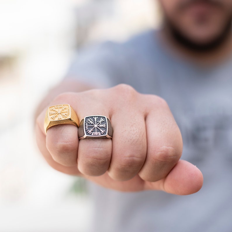 Viking Compass Ring Vegvisir Silver 925. Oxidized Viking - Etsy