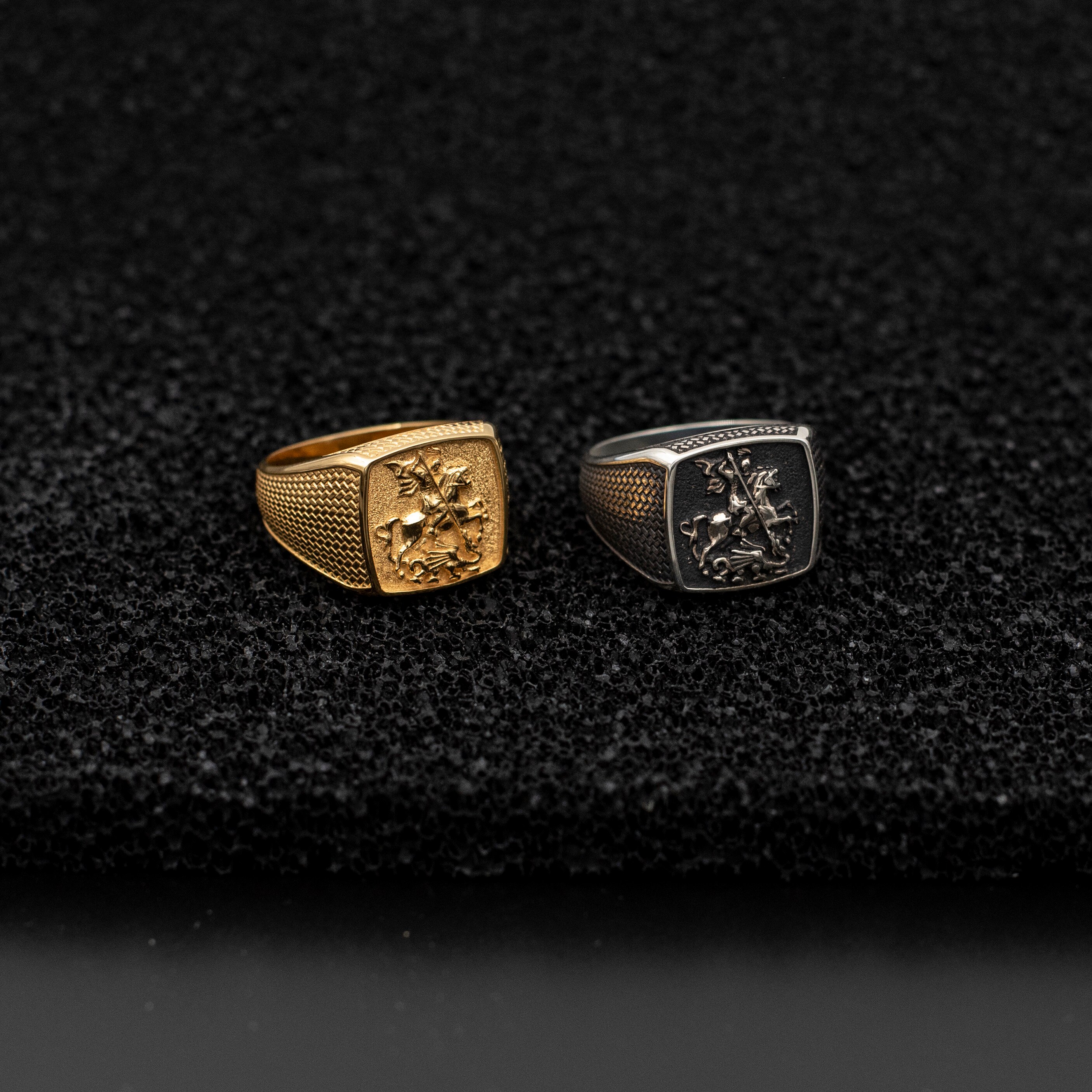 Saint George Ring Saint George Silver Ring All Size Ring for - Etsy