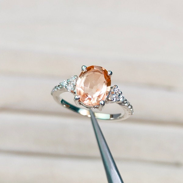Peach Sapphire Ring - Etsy