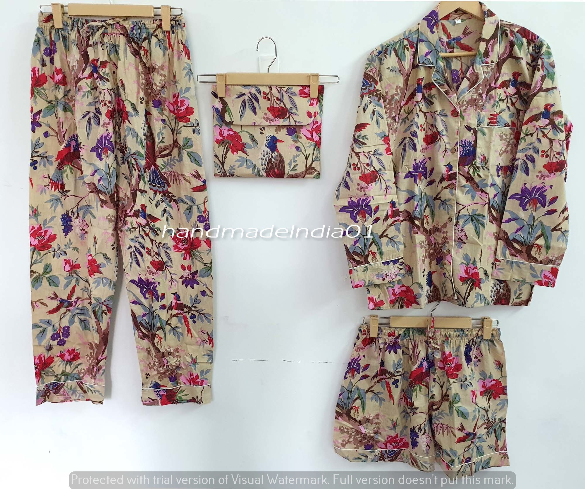 Pajama Set Indian Cotton Night Wear PJ's Set Dress Floral | Etsy