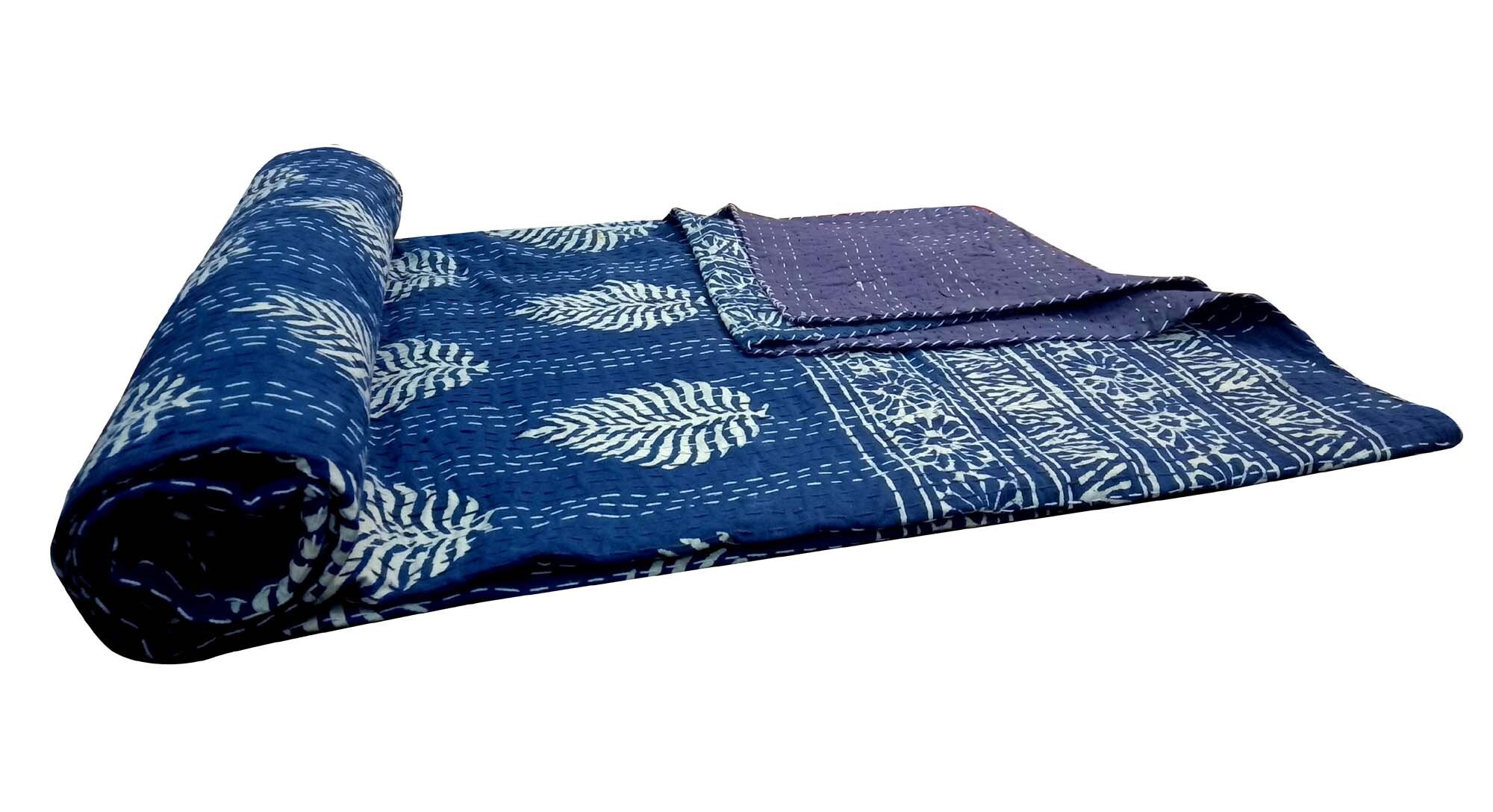 Indian Navy Blue 100% Cotton Leaf Printed Handmade Hand Block - Etsy