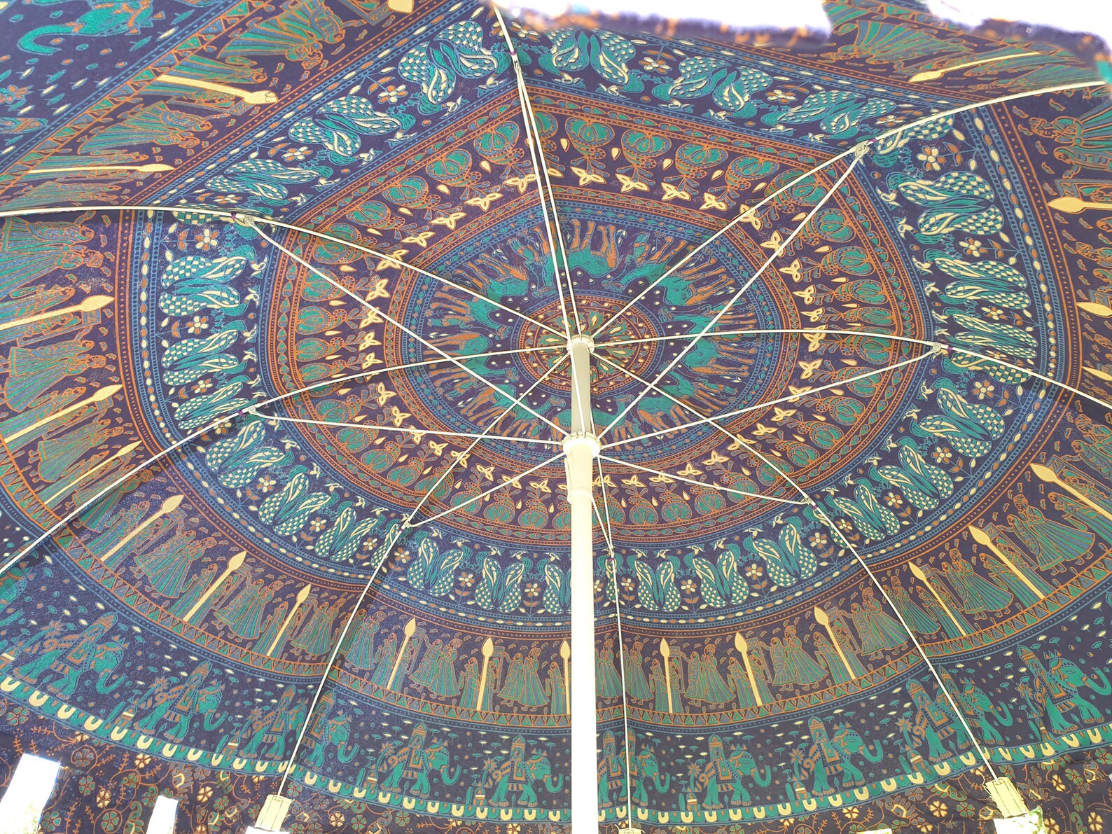 Indian Mandala Cotton Umbrella Blue Printed Garden Umbrella - Etsy