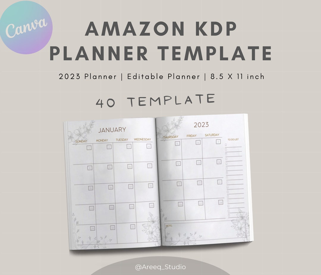 Amazon KDP Interior Planner Template Canva Yearly Calendar - Etsy