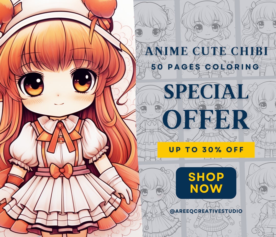 50 Anime Chibi Girls Coloring Pages: Kawaii Manga Art (printable PDF ...