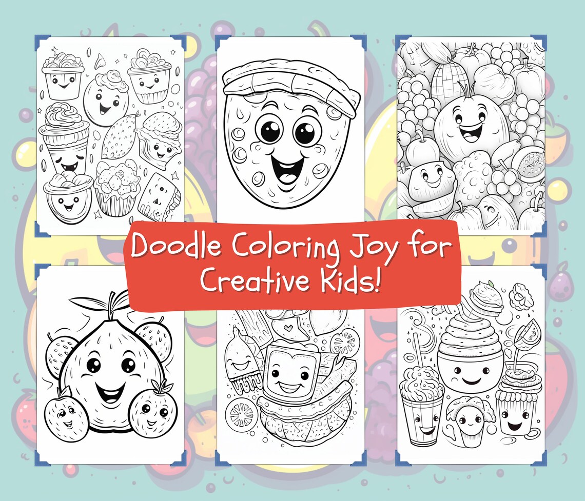 51 Food Doodle Cute Coloring Pages for Kids, Printable Coloring Pages ...