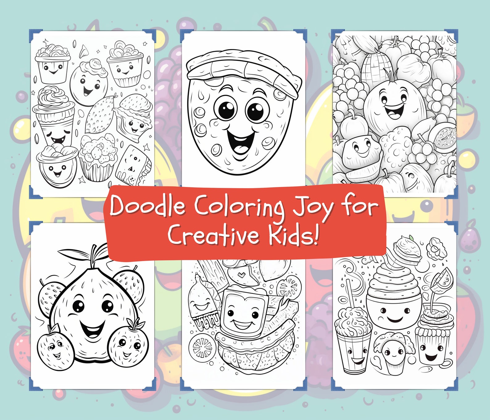 51 Food Doodle Cute Coloring Pages for Kids, Printable Coloring Pages ...