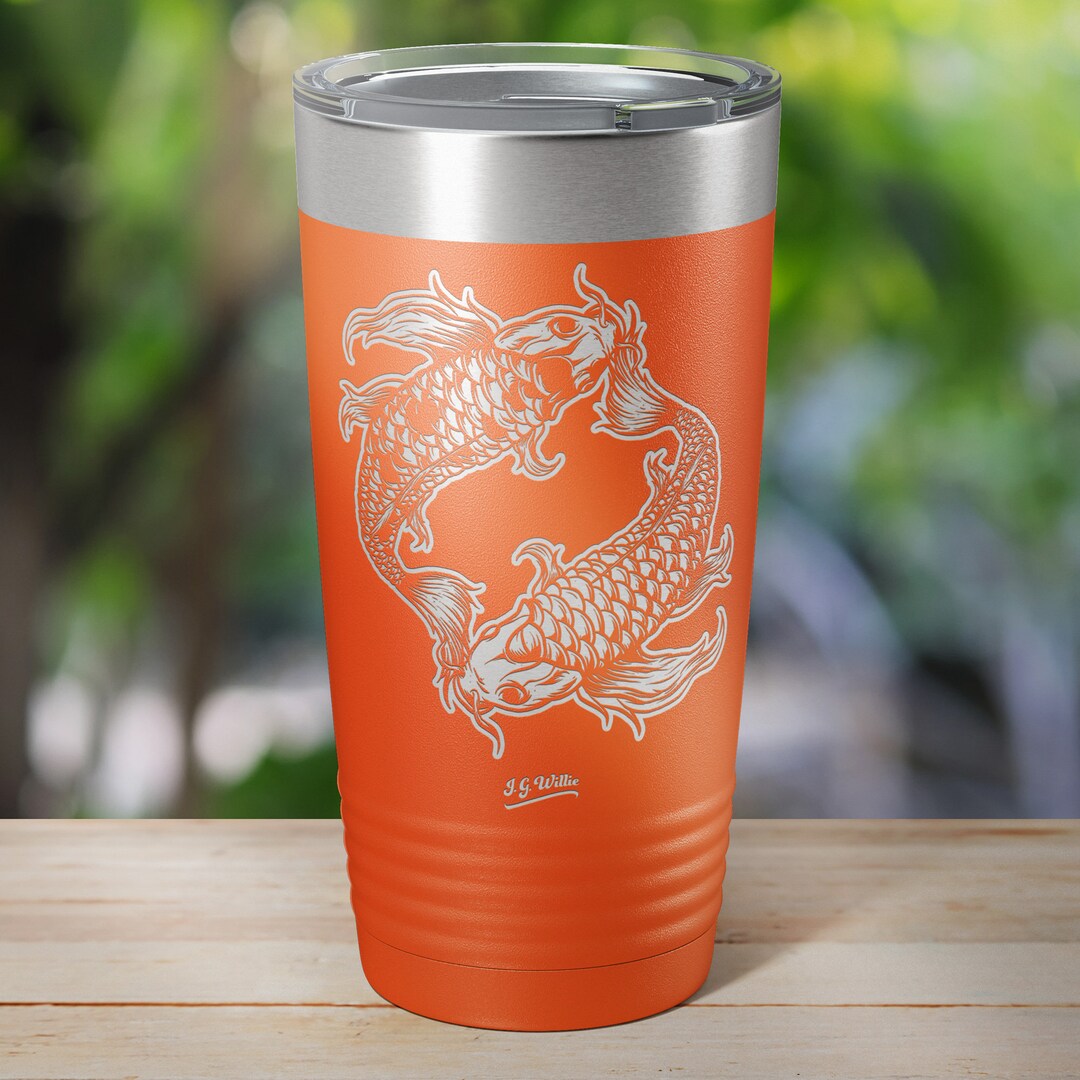 Koi Tattoo Design - Laser Etched Insulated Stainless Steel Tumbler - 12 ...
