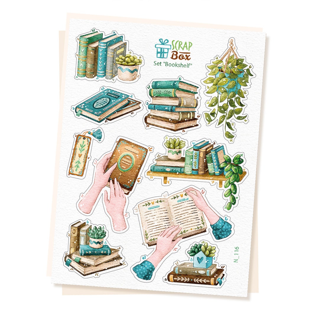 Set of Stickers With Books and House Plants N_116 Bullet Journal ...