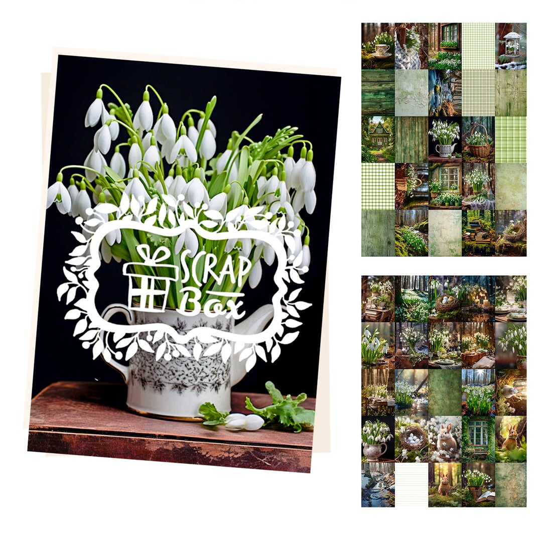 Mini Washi Sticker Booklet, 50 Sheets, With Snowdrops.| NB_002 | Washi ...