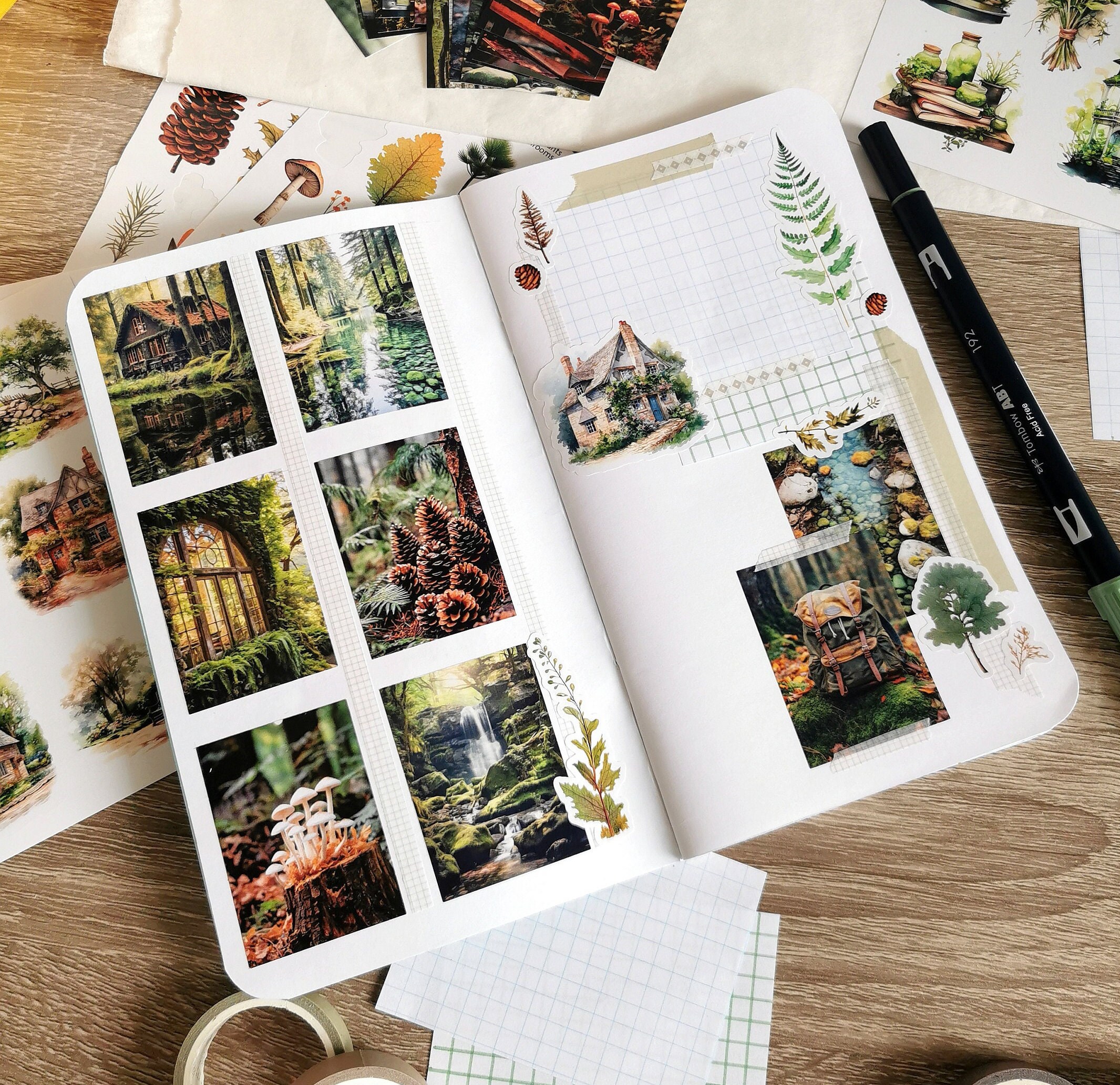 Mini Washi Sticker Booklet, 50 Sheets, Forest Theme. NB_002 Washi ...