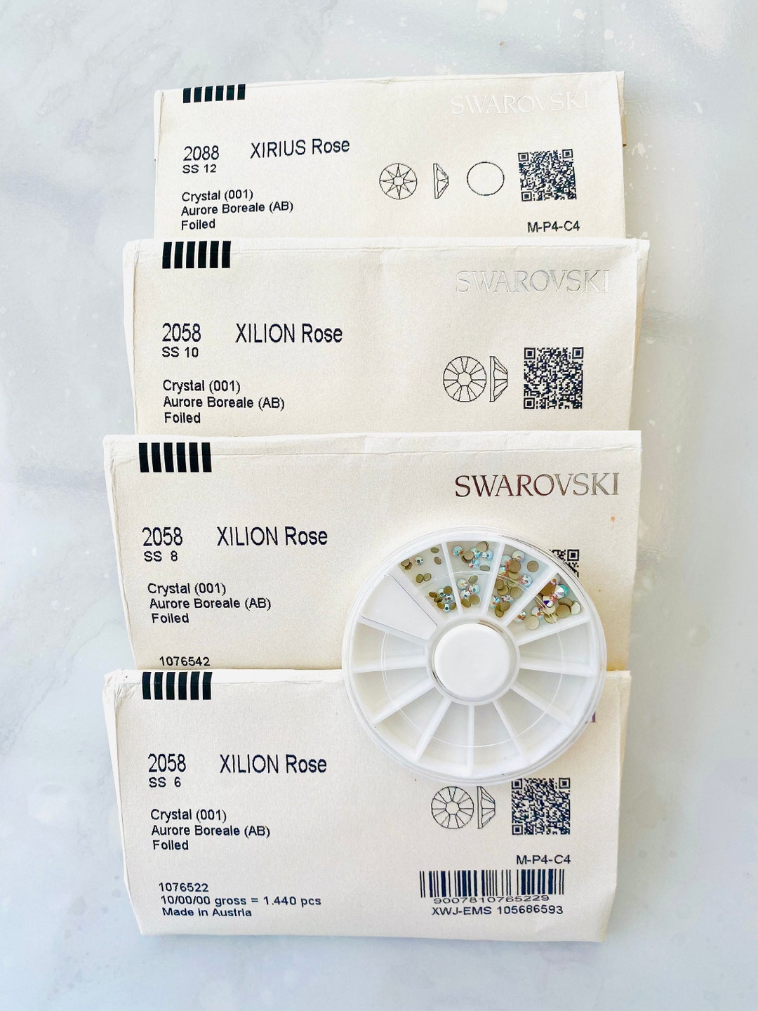 60pcs Mix Tooth Gem Wheel Swarovski® Lead Free AB Crystal Non Hotfix ...