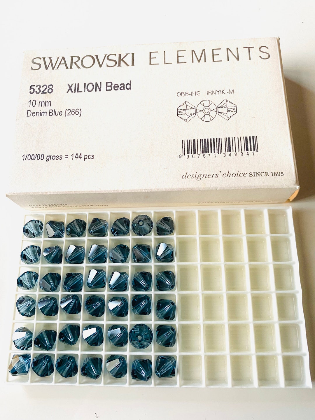 Swarovski® Denim Blue 5328 XILION Bicone Beads Fully Drilled Popular ...