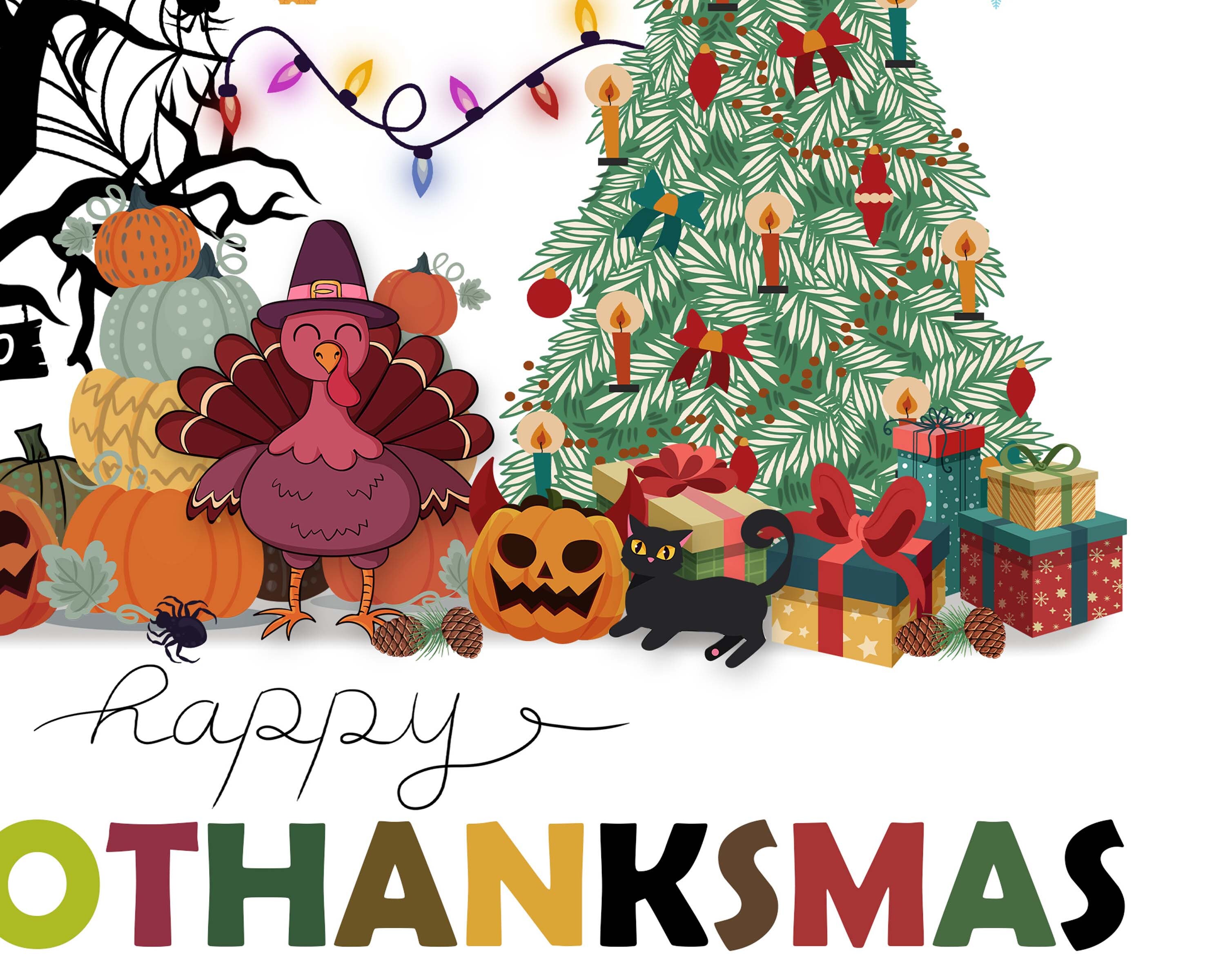 Hallothanksmas Sublimation, Turkey Png, Merry Christmas, Hallo ...