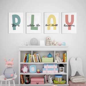 Playroom Wall Art Set, Fun Digital Prints for Kids, Montessori Poster ...