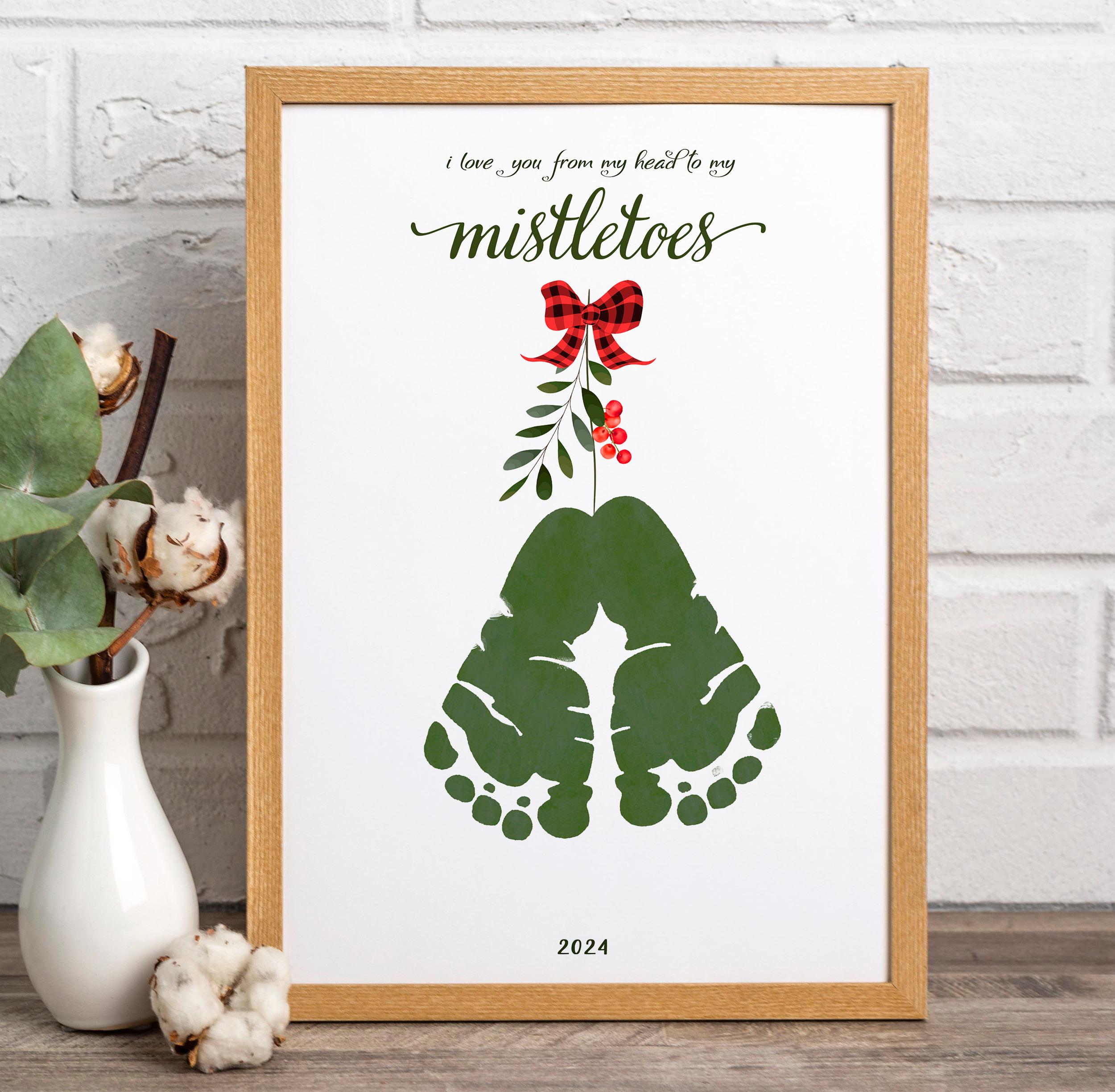 Mistletoes Christmas Footprint, Baby Footprint Keepsake, Mistletoes ...