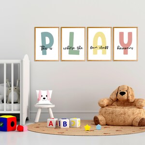 Playroom Wall Art Set, Fun Digital Prints for Kids, Montessori Poster ...