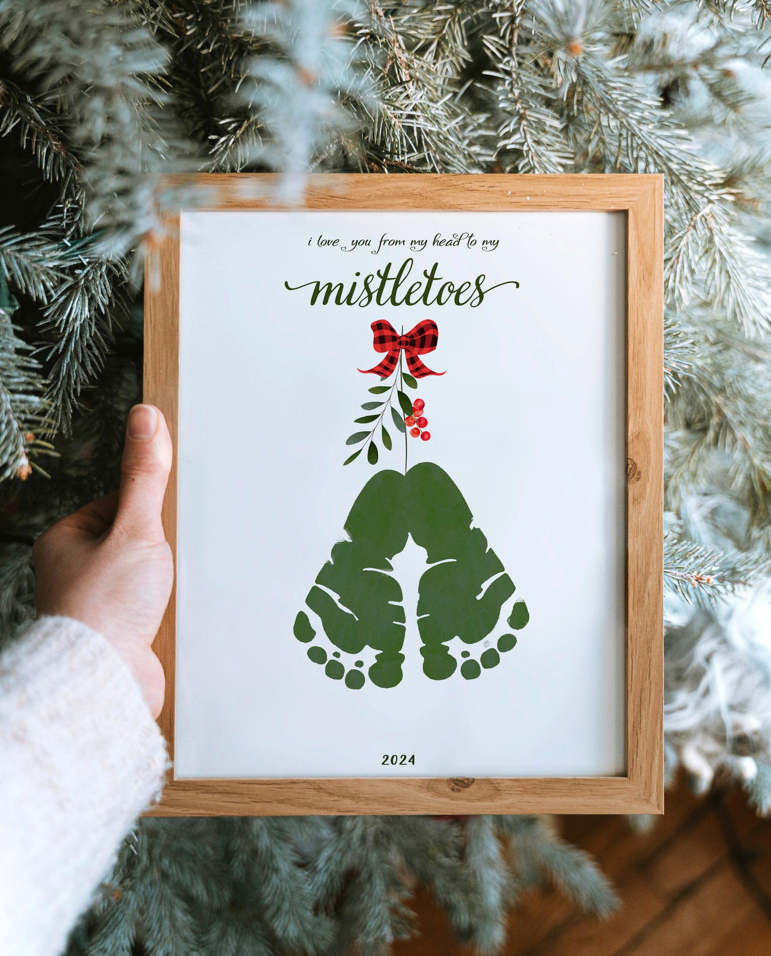 Mistletoes Christmas Footprint, Baby Footprint Keepsake, Mistletoes ...
