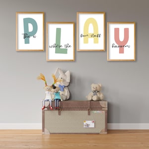 Playroom Wall Art Set, Fun Digital Prints for Kids, Montessori Poster ...