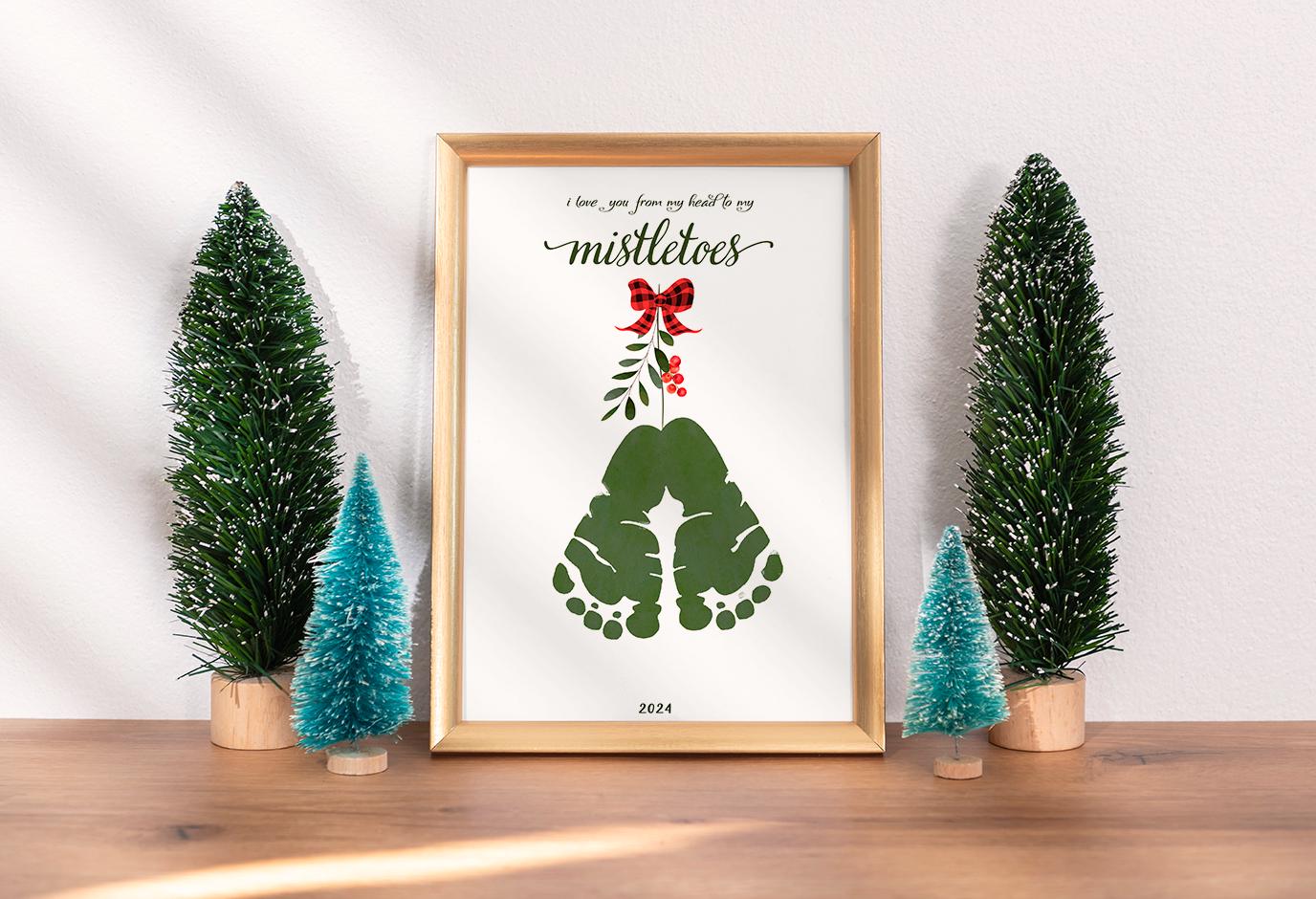 Mistletoes Christmas Footprint, Baby Footprint Keepsake, Mistletoes ...