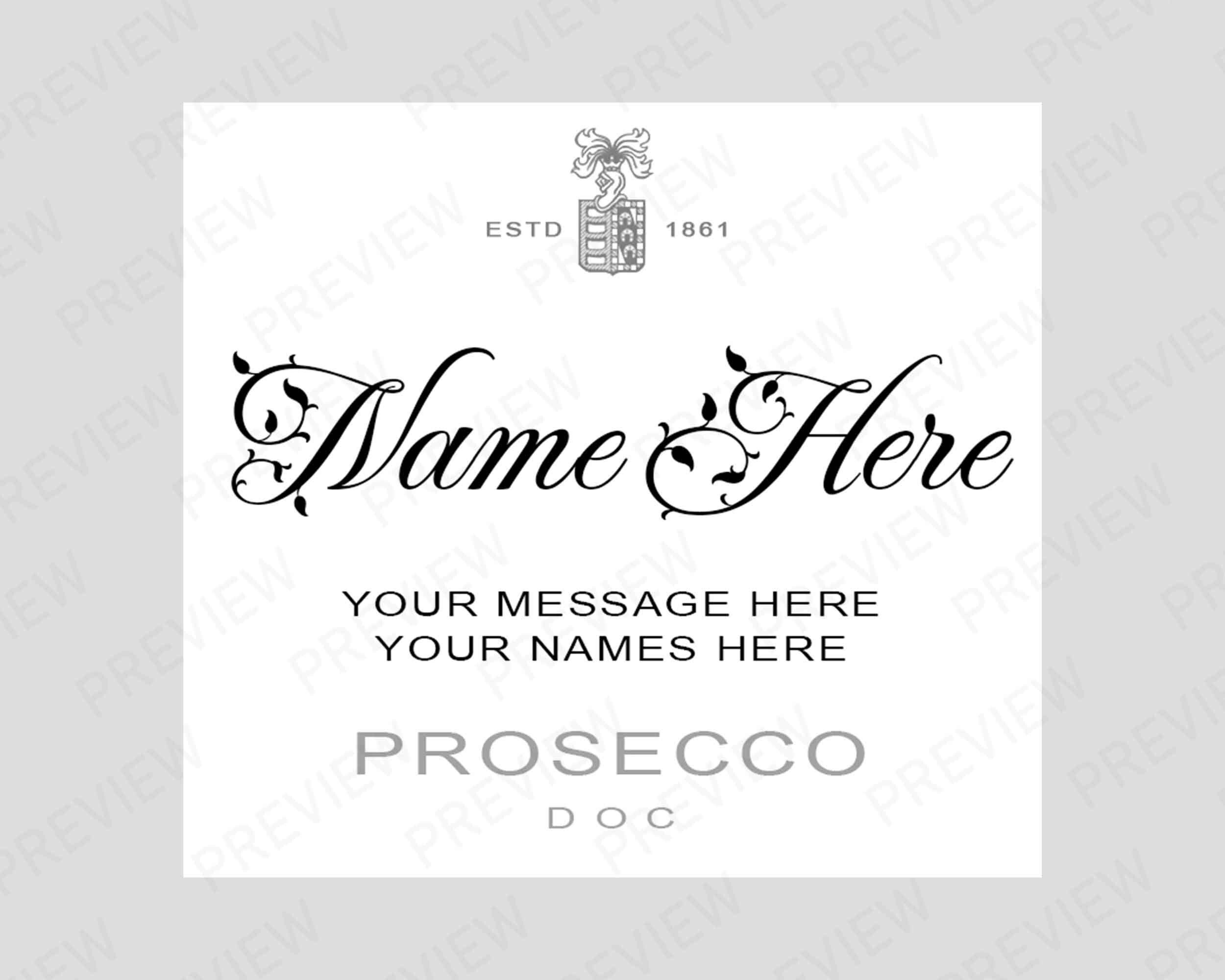 Custom Prosecco Champagne Label, Personalized Sticker on Bottle, Custom ...
