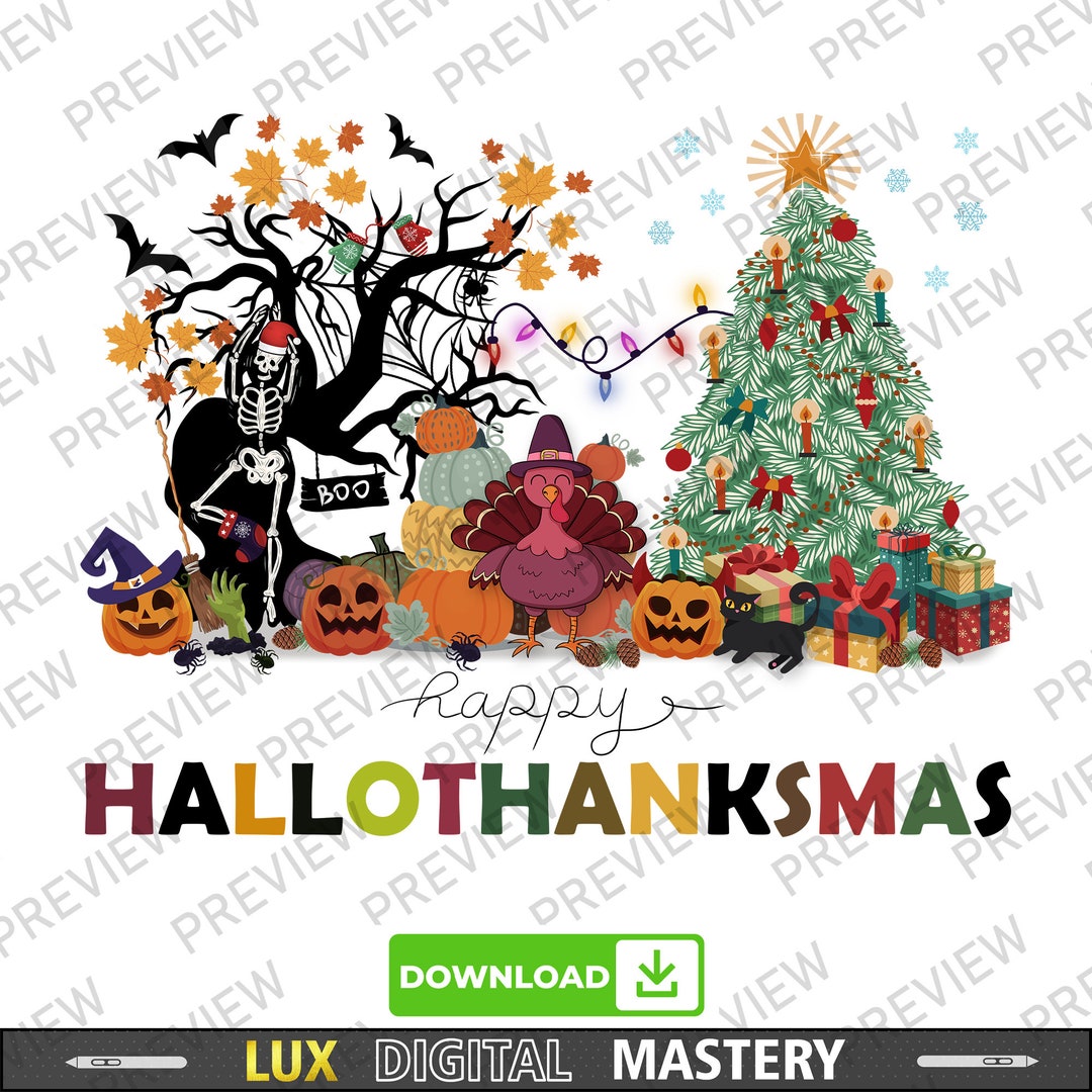 Hallothanksmas Sublimation, Turkey Png, Merry Christmas, Hallo ...