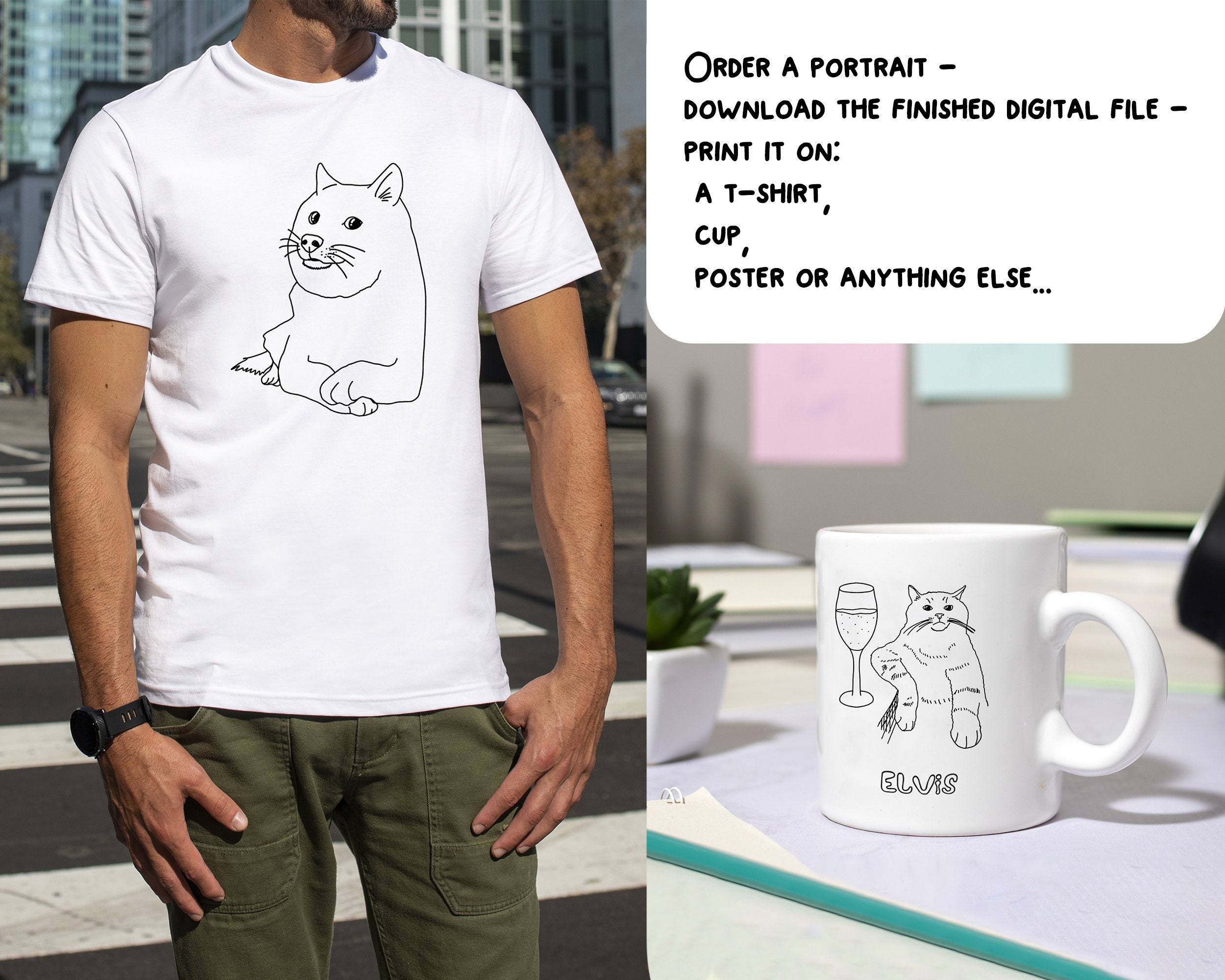 Custom Ugly Portrait, Pet Line Drawing, Individual Bad Portrait, Line ...