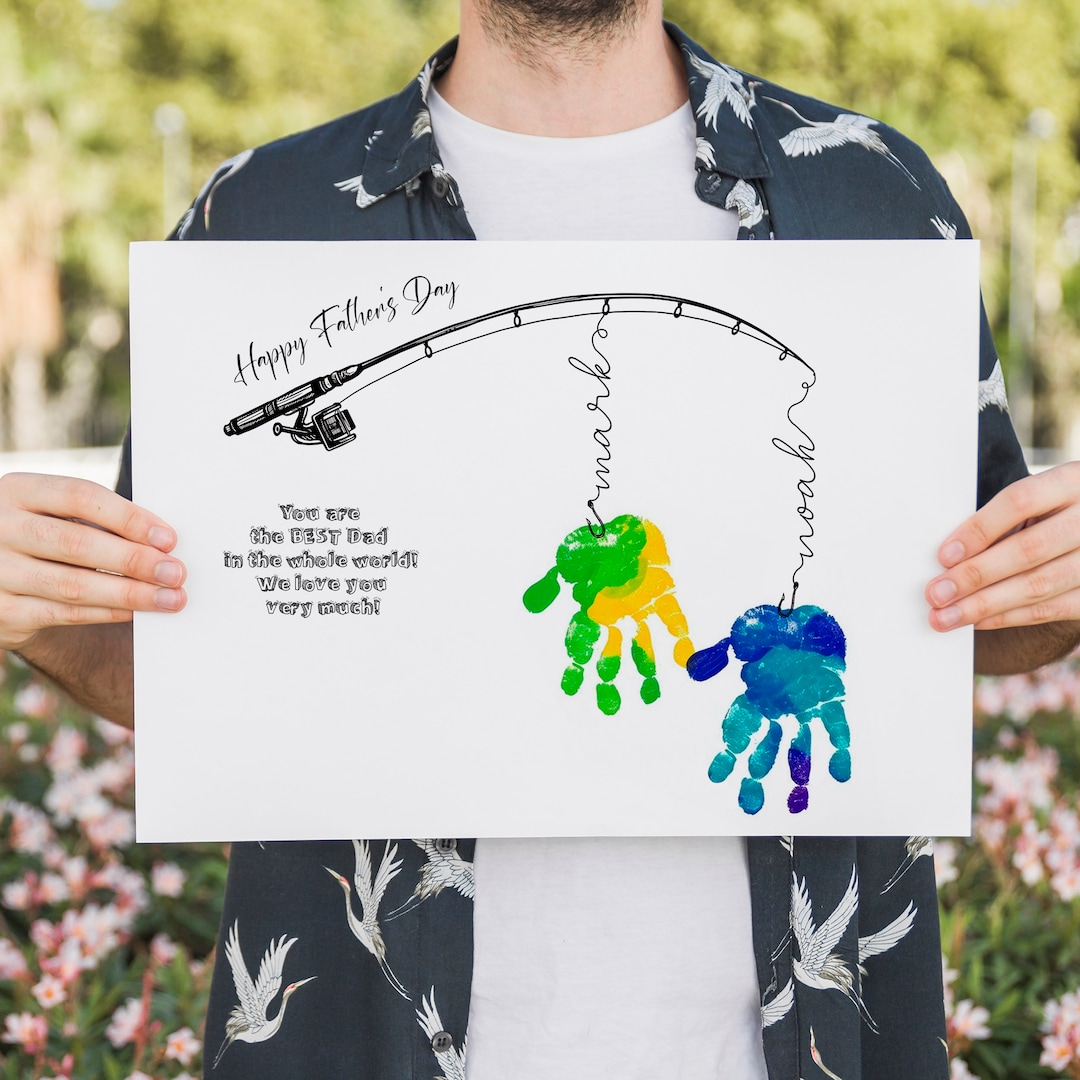 Making Fish Handprints for Father's Day, Fathers Day Gift, Personalized ...