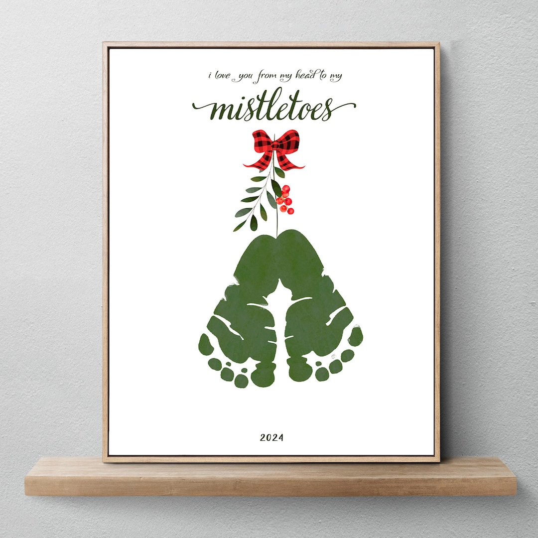 Mistletoes Christmas Footprint, Baby Footprint Keepsake, Mistletoes ...