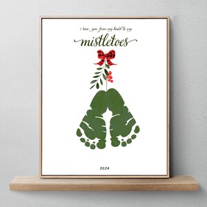 Mistletoes Christmas Footprint, Baby Footprint Keepsake, Mistletoes ...