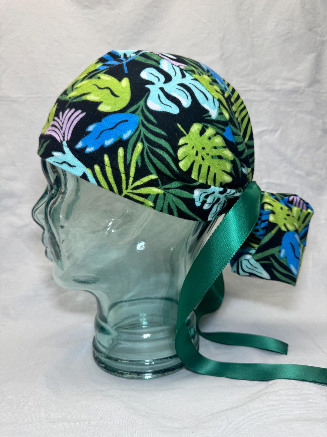 Ponytail Scrub Cap - Plant Leaves - Etsy