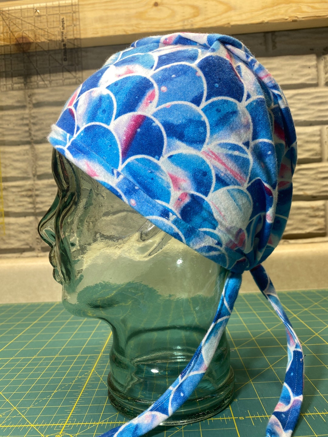 Scrub Cap With Ties - Mermaid Scales - Etsy