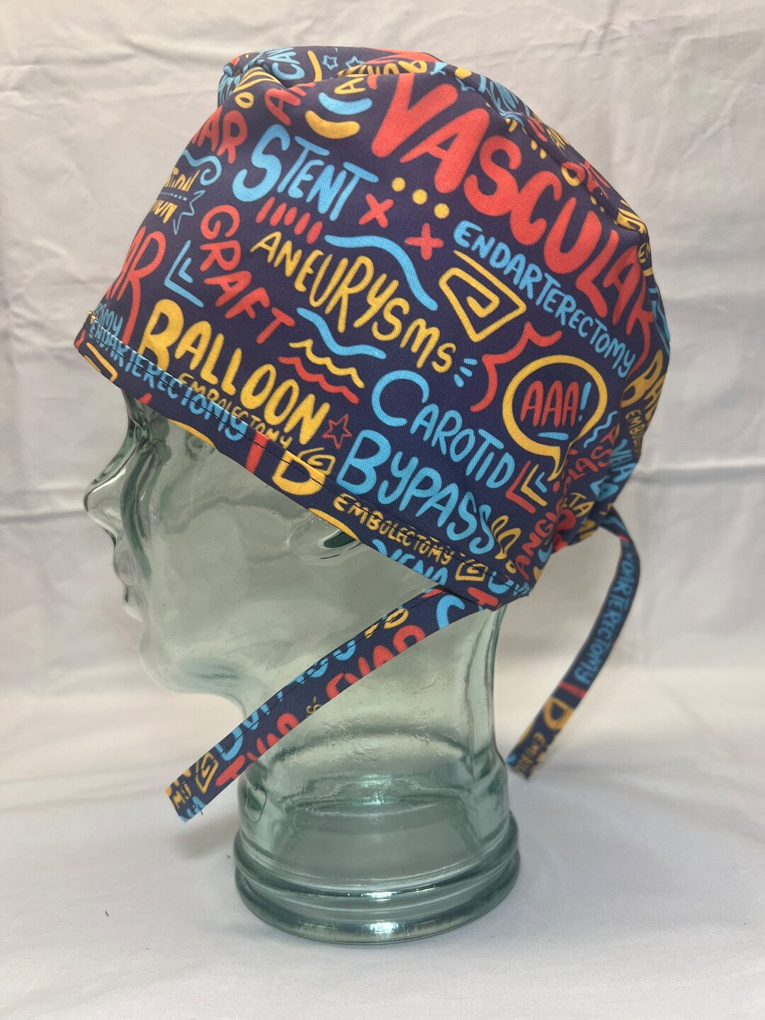 Scrub Cap With Ties - Vascular Scribbles - Etsy