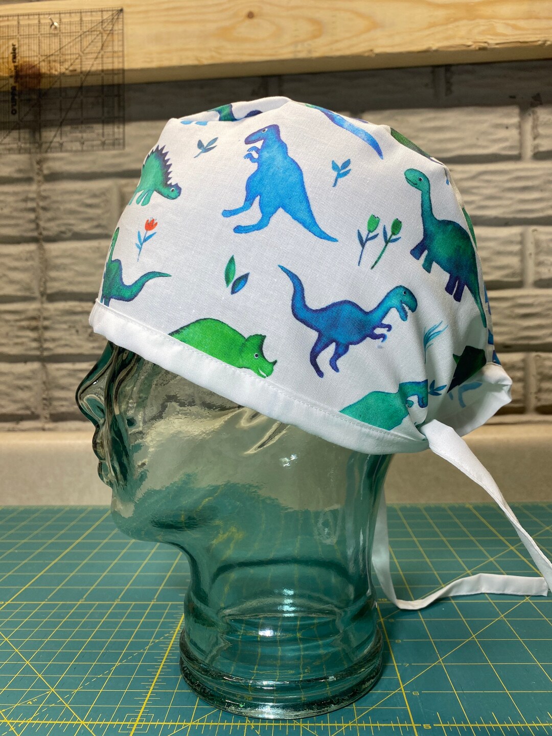 Scrub Cap With Ties - Dinosaur - Etsy
