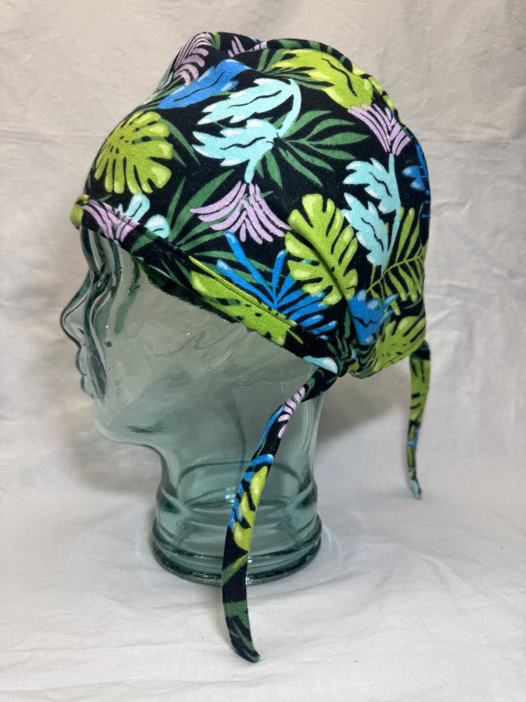 Scrub Cap With Ties - Plant Leaves - Etsy