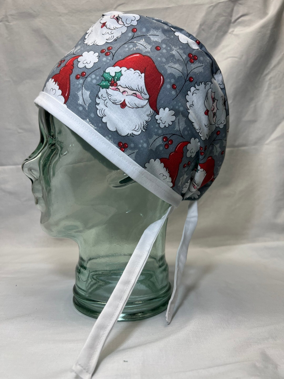 Scrub Cap With Ties - Santa Face - Etsy