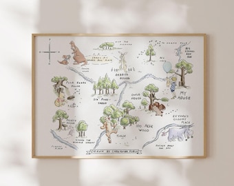 100 Aker Wood Map Winnie the Pooh Print - Etsy