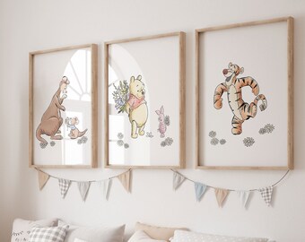 Set of 3 Winnie the Pooh and Friends Wall Art Classic Style Winnie the ...