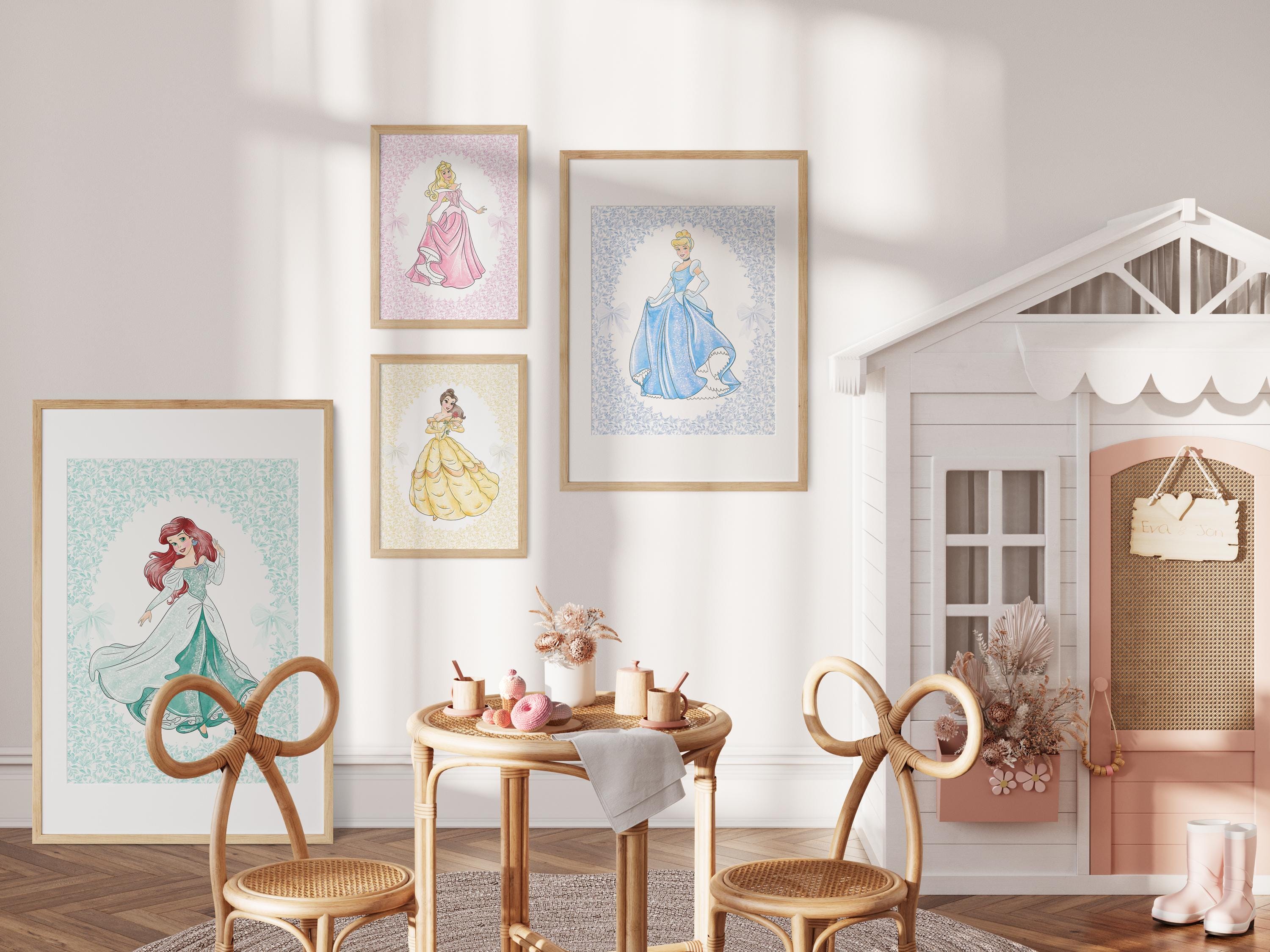 Set of 6 Princess Digital Wall Prints | Princess Cinderella, Tiana ...