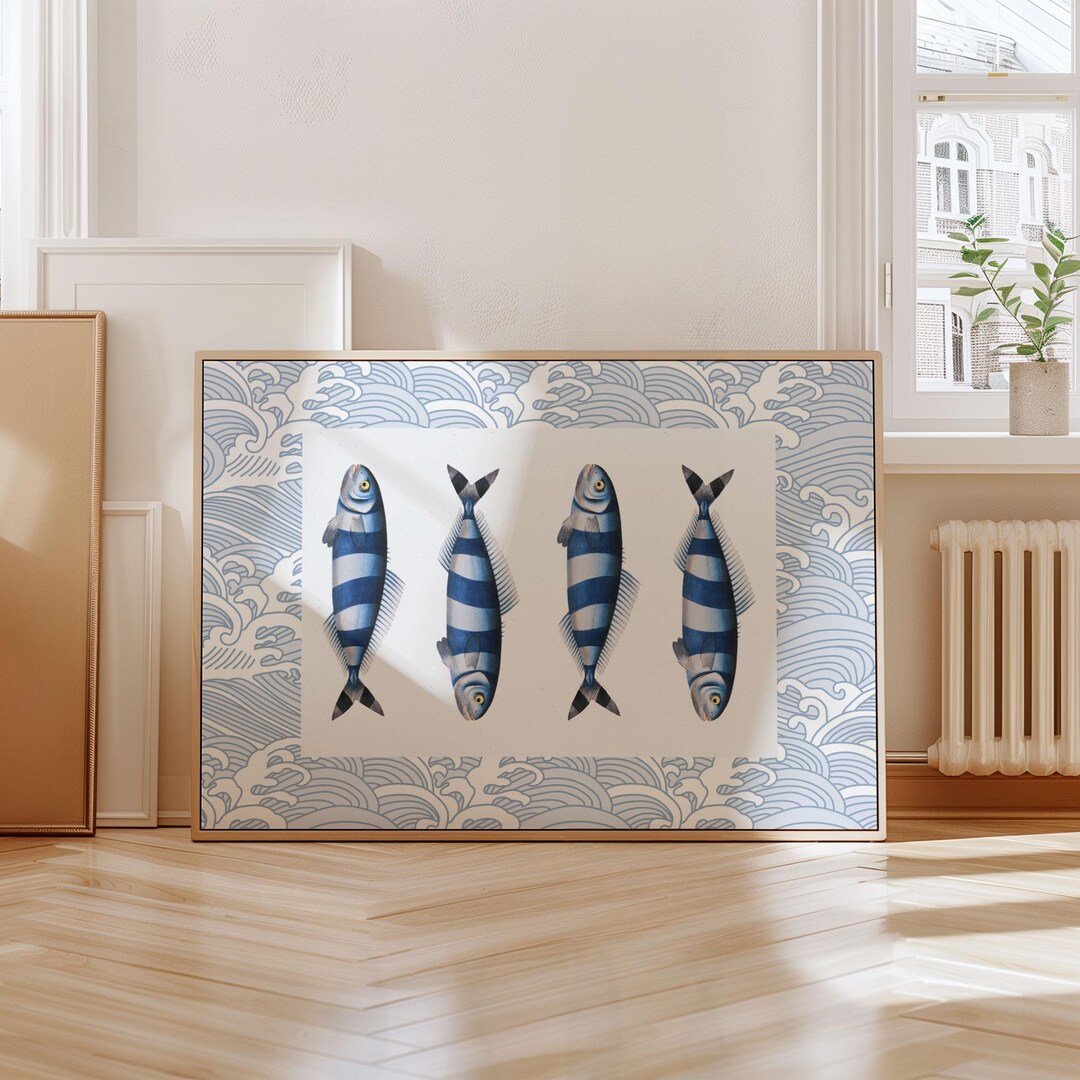 Vintage Blue Fish Wall Art | Blue Fish Wall Print | Trendy Decor ...