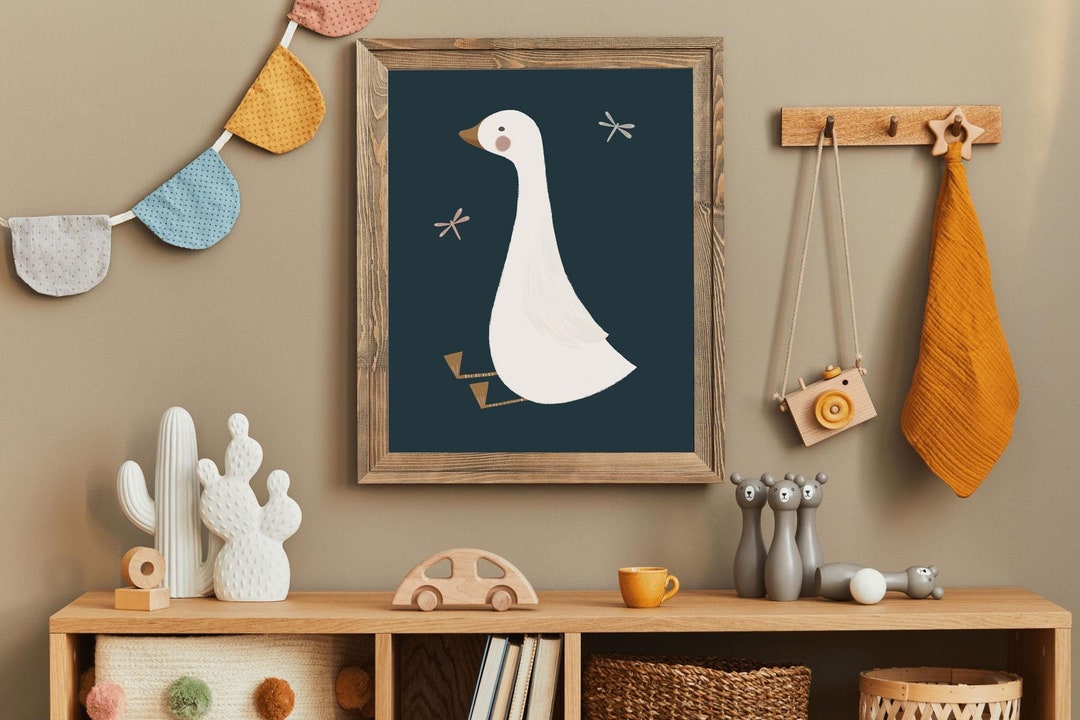 Silly Gosling Art Print | Hand-drawn Nursery Decor| Cute Silly Goose ...