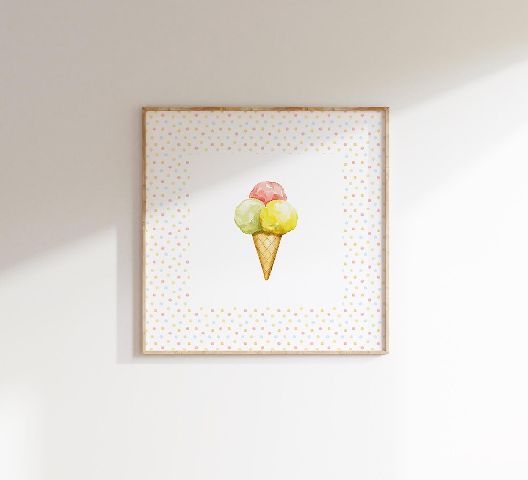 Ice Cream Wall Print | Watercolor Gelato Poster| Sweet Summer Treats ...