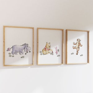 Set of 3 Winnie the Pooh and Friends Wall Art | Classic Style Winnie ...
