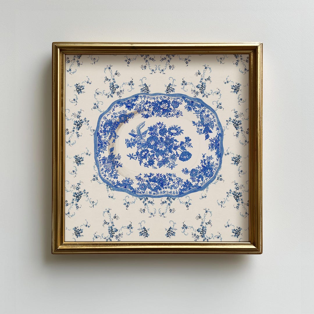 Vintage Porcelain Plate Wall Art| Chinoiserie Plate Wall Art| Blue Plate Wall Art| Instant ...