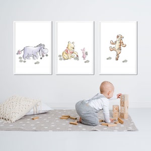 Set of 3 Winnie the Pooh and Friends Wall Art | Classic Style Winnie ...