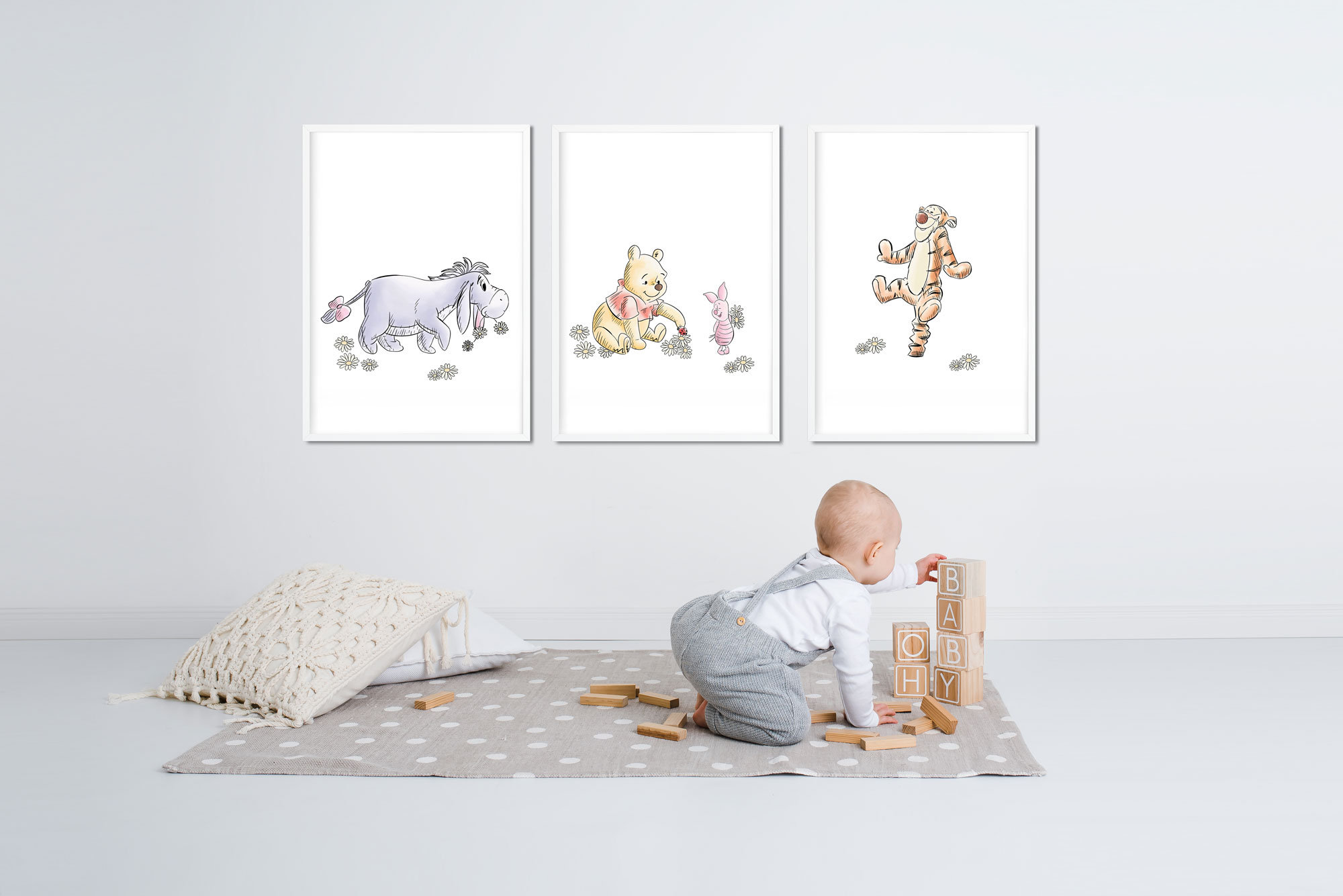 Set of 3 Winnie the Pooh and Friends Wall Art | Classic Style Winnie ...
