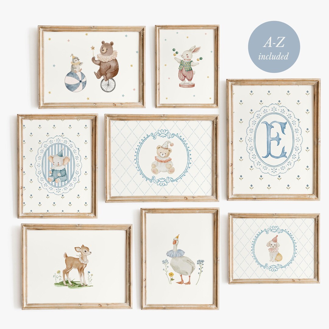 Classic Storybook Art Set of 8, Vintage Circus Nursery Decor Set ...