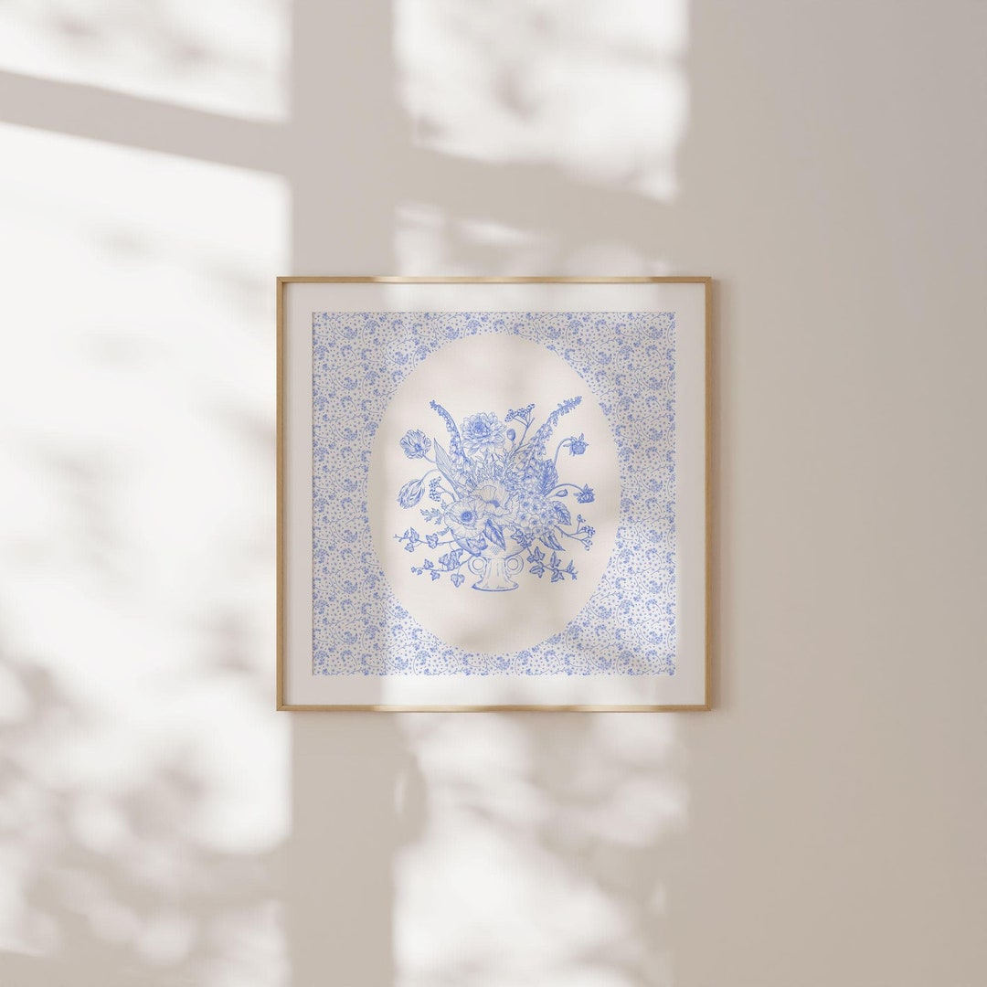 Forget Me Not Wall Art| Blue Floral Printable Art| Vintage Style ...