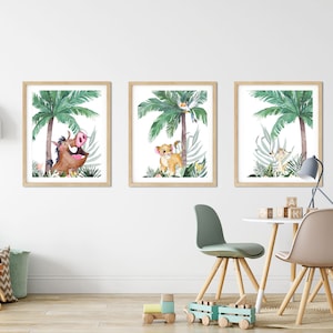 Set of 3 Simba and Friends Wall Art | Lion King Art Print | Simba ...