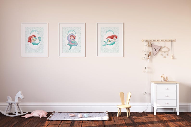The Little Mermaid Wall Art - Set of 3 | Instant Downloadable Wall ...