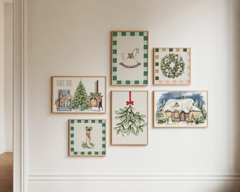 Christmas Gallery Wall Set of 6 Printable Wall Art | Festive Wall Print ...